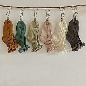 Ashmyova Baby Girls Vintage Ankel Lace Socks Toddler Ruffles Casual Dress Socks 6 Pack Size 6-24Months