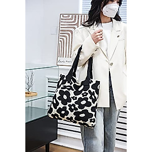 ENBEI Women's tote bags aesthetic Shoulder Handbags Hand crocheted Bags large Shoulder Shopping Bag large satchel cute Bag （flowers）