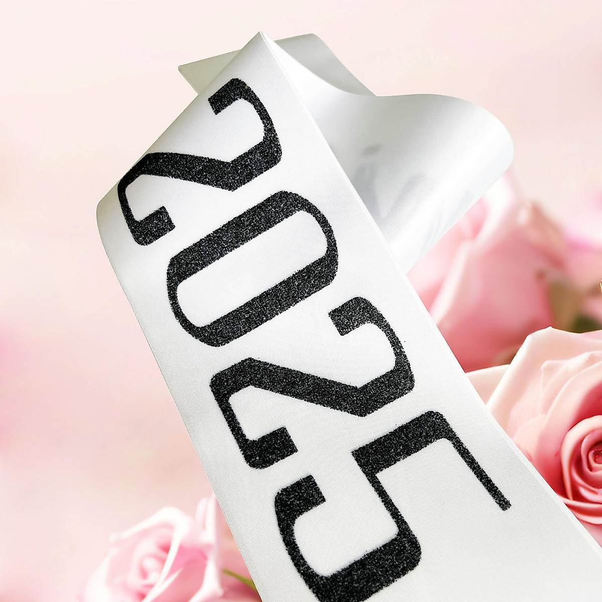 4Pcs White Senior Sash 2025 Satin with Black Glitter Letters - Senior Cheerleader 2025 Sash - 2025 Graduation Celebrations Sashes - Senior Cheer Sash - Class Competition Sashes - White Black