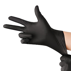 YOTU Black Disposable Nitrile Latex & Powder Free 6-Mil Gloves 100 Count, Textured, Mechanic Wearing, Cleaning, Food Black X-Large