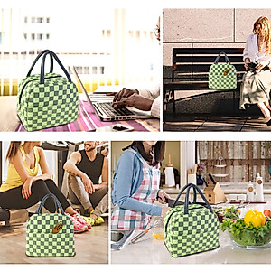 Mziart Cute Lunch Bag for Women Men, Aesthetic Lunch Bag Reusable Insulated Lunch Tote Bag Kawaii Lunch Box Container Waterproof Lunch Cooler Bag for Work Office Travel Picnic (Green)
