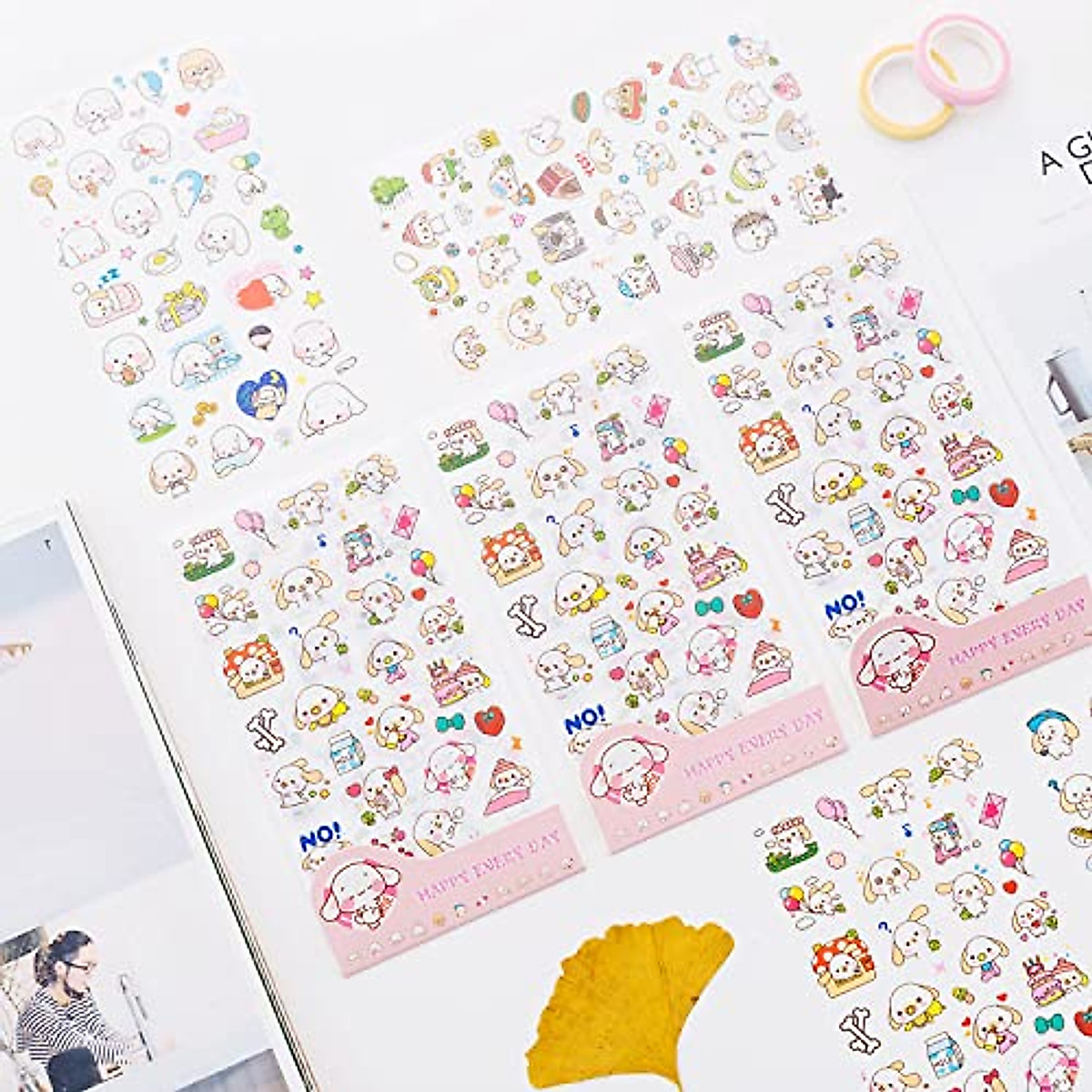 12 Sheets Kawaii Dog Korean Stickers for Kids - Cute Planner Stickers Journal Scrapbooking Stickers for DIY Arts and Crafts,Life Daily Planner,Bullet Journals,Scrapbooks,Calendars (Dog)