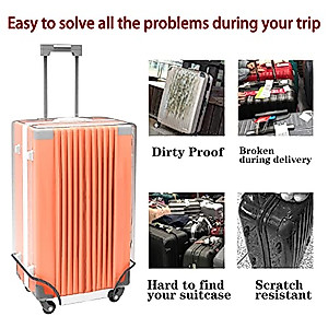 Esholife Clear PVC Luggage Cover Protectors 20 Inch Suitcase Cover for Suitcase TSA Approved 18-21Inch (18.50''H x 14.37''L x 9.44''W)