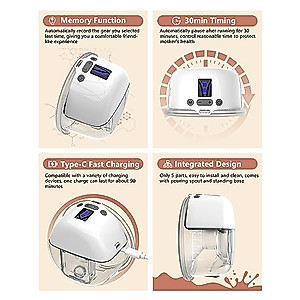 Double Wearable Breast Pump, Hands Free Vacuum Breast Pumps, Lower Noise and Painless, LED Display Memory Function, 4 Modes 9 Levels Electric Breast Pump Portable, 24mm Flange, 2 Pack
