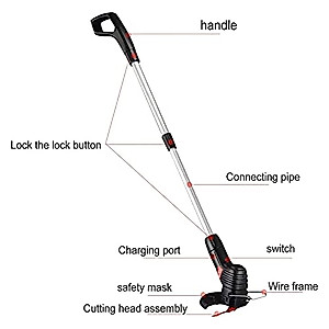 PSBYW Cordless Grass Trimmer, Li-Ion Battery with Charger, Multi-Functional, Grass Trimmer, Brushcutter, Strimmer, Garden Set (Color : Black)