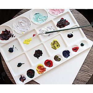 Bella Bora Paint Palette with 20 Wells | Painting Supplies Tray for Watercolor, Oil, Acrylic Paints | Empty Plastic Wet Artist Mixing Art Paint Holder Organizer for Painters and Kids | 13" x 9.875"