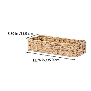 Cabilock Woven Storage Basket Desktop Sundries Organizer Books Box Container Home Decorative Wicker Baskets