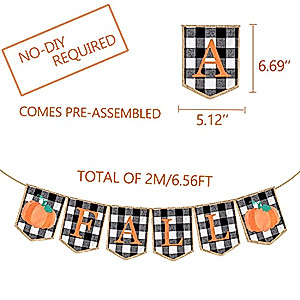 Doumeny Fall Pumpkin Burlap Banner Autumn Burlap Banner Buffalo Plaid Pumpkin Garland Thanksgiving Harvest Bunting Flag Rustic Burlap Harvest Banner Mantel Fireplace Decor