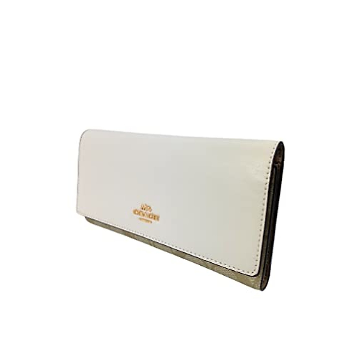Coach Signature Slim Trifold Wallet (Light Khaki/Chalk)