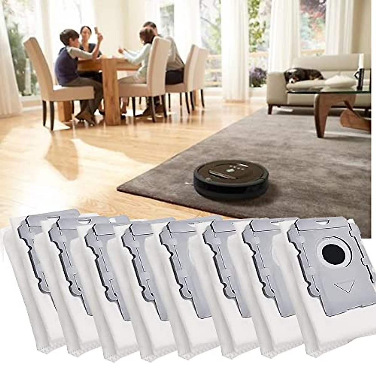 8Pack Vacuum Bags Replacement for irobot Roomba i8,i8+(8550),i7,i7Plus,i6,i6+(6550),i4,i4+(4552),i3,i3+(3550),s9+(9550),s9, j7+,j7 Vacuum Clean Base with Automatic Dirt Disposal Bin Bags(8PACK)