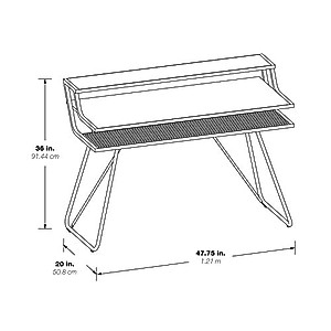 OSP Home Furnishings Glitch Battlestation Gaming Desk with Bluetooth RGB LED Lights, Red