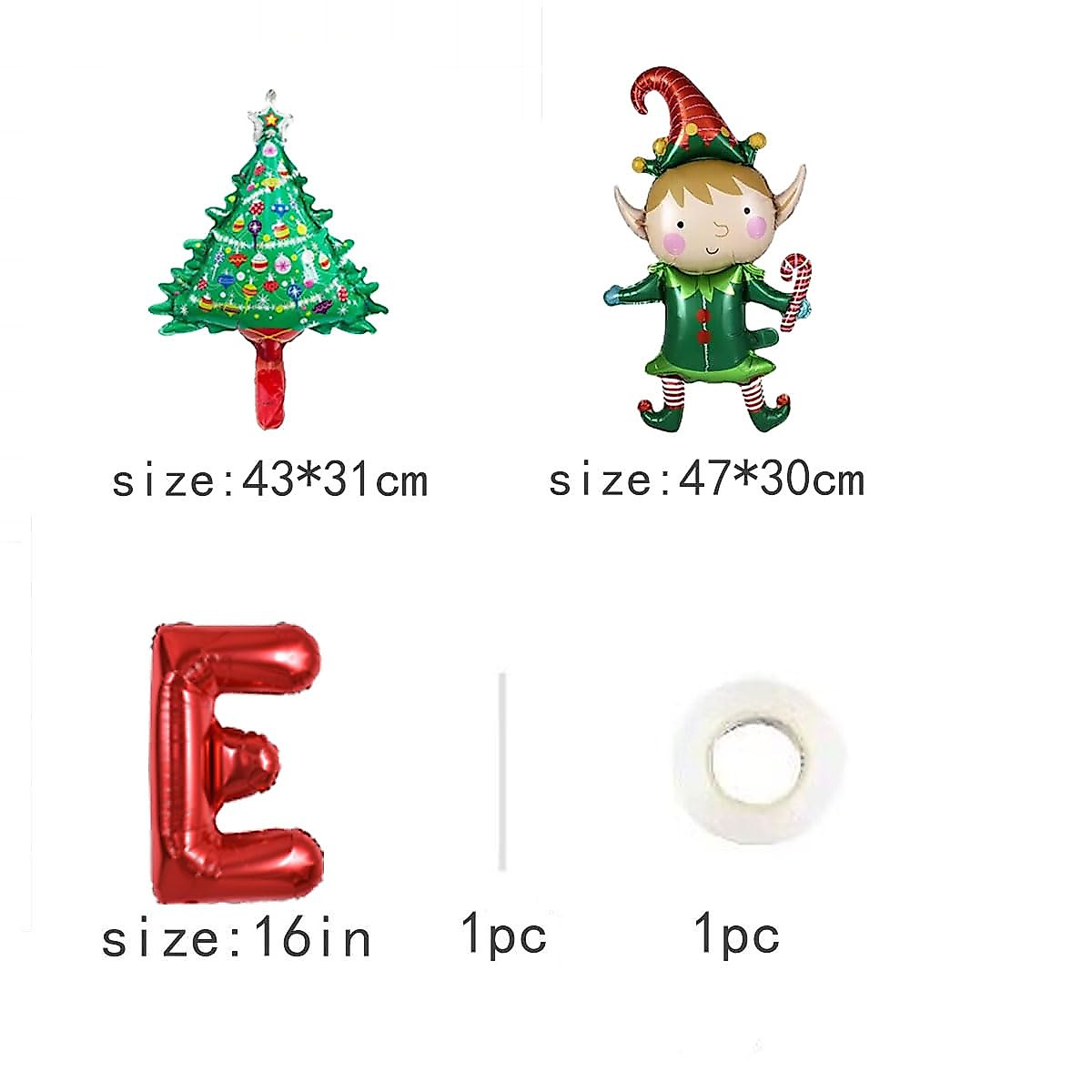 SUBOOCA Merry Christmas With Christmas Tree Clown Balloons, Red Aluminum Foil Christmas Party Sign, Xmas/Xmas Eve Party Decorations Supplies Backdrops