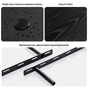 Heimlove Floating Shelves for Wall,Bathroom Over Toilet Shelf,Black Floating Shelves for Wall Decor Storage Bathroom,Bedroom,Living Room,Kitchen,Office,16 inch Set of 2