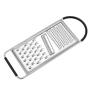 Amazon Basics Rectangular Stainless Steel Flat Cheese Grater with Non-Slip Handle and Base, Black (Previously AmazonCommercial brand)