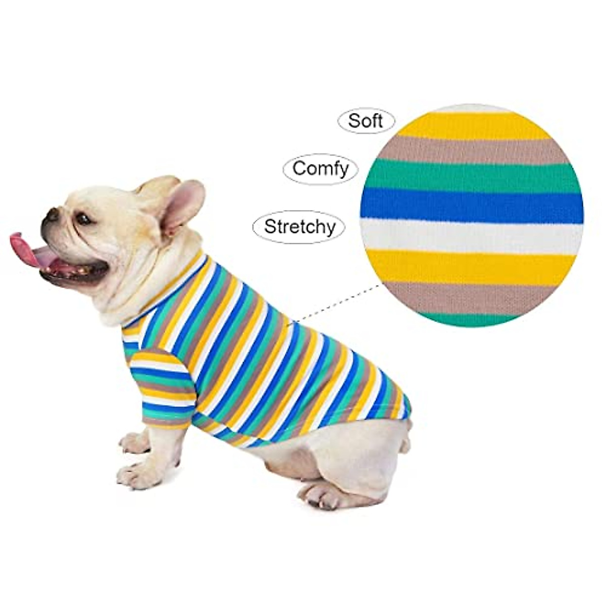 HOODDEAL Dog Striped Shirt Breathable Stretchy Puppy Bottoming T-Shirts Cozy Soft Cotton Knitted Elastic Pet Clothes Cat Costumes (XXL)