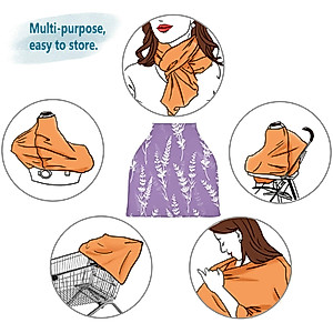 Nursing Cover Breastfeeding Scarf Lavender Flowers Purple- Baby Car Seat Covers, Stroller Cover, Carseat Canopy (2na7a)