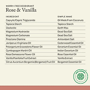 Each & Every 2-Pack Natural Aluminum-Free Deodorant for Sensitive Skin with Essential Oils, Plant-Based Packaging (Rose & Vanilla, 2.5 Ounce (Pack of 2))