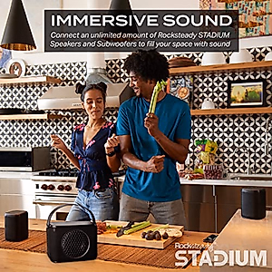 Rocksteady Stadium Portable Bluetooth 4 Speaker and Subwoofer Combo - Includes 4 Speakers + 1 Subwoofer - Up to 100 Foot Range - Up to 16 Hour Battery Life