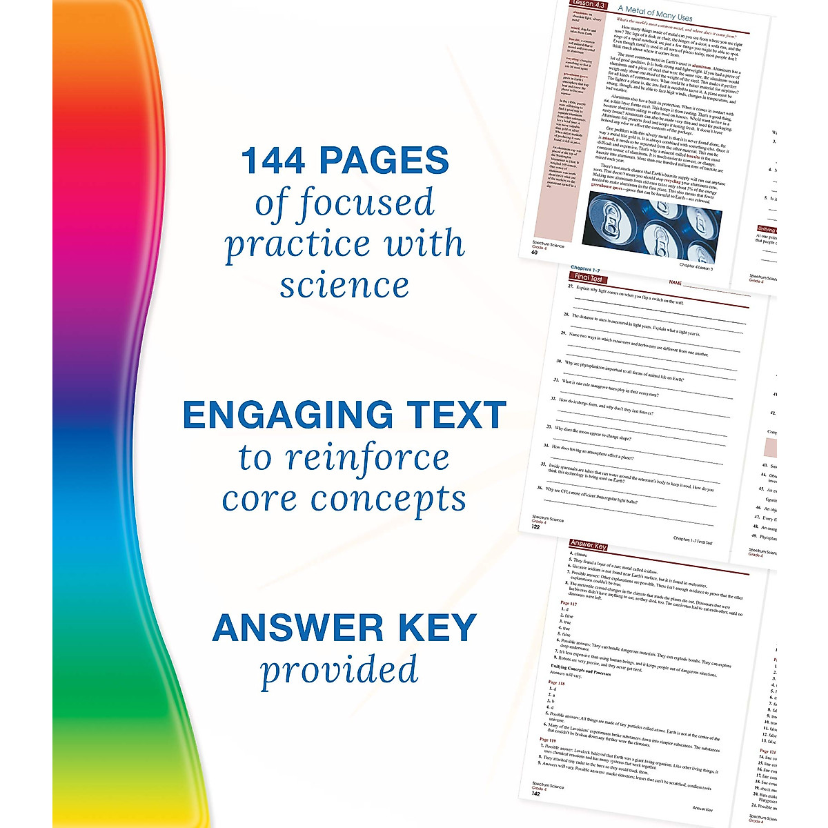 Spectrum 4th Grade Science Workbooks, Ages 9 to 10, 4th Grade Science, Physical, Space, Earth, and Life Science, the History and Nature of Science With Research Activities - 144 Pages