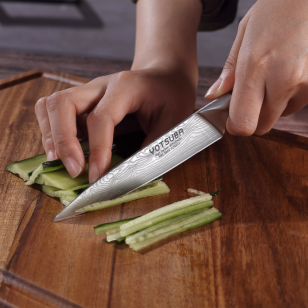 YOTSUBA Utility Knife,5" Petty Kitchen Knife, Forged High Carbon German Steel Full Tang & Razor Sharp Ergonomic Handle Design