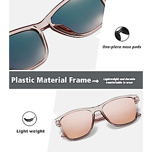 MEETSUN Polarized Sunglasses for Women Men Trendy Classic Designer Retro Driving Sun Glasses 100% UV Protection - Coffee Frame/Gold Mirrored Lens