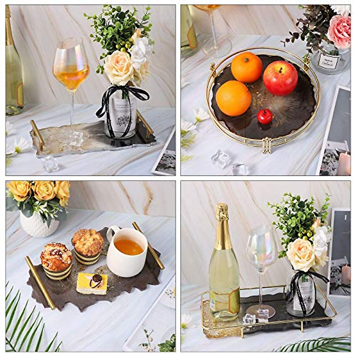 Tray Resin Molds for Casting, Gartful 4PCS Large Silicone Epoxy Molds, Geode Agate Platter Mold for Making Faux Agate Tray, Serving Board, Coaster, Fruit Mat, Jewelry Holder, Art Crafts, Home Decor