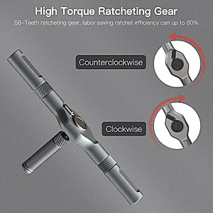 24 In 1 Ratcheting Screwdriver Set, ATuMan Mini Ratchet Wrench with Reversible High Torque Drive Handle, Close Quarter Right Angle Offset Screwdriver Bit Set 1/4 Multi Hex/Phillips/Slotted/Torx