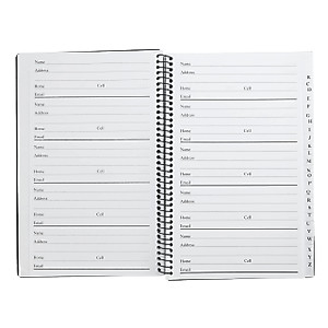 Iconikal Spiral-Bound Address and Telephone Book with Plastic Cover, Black