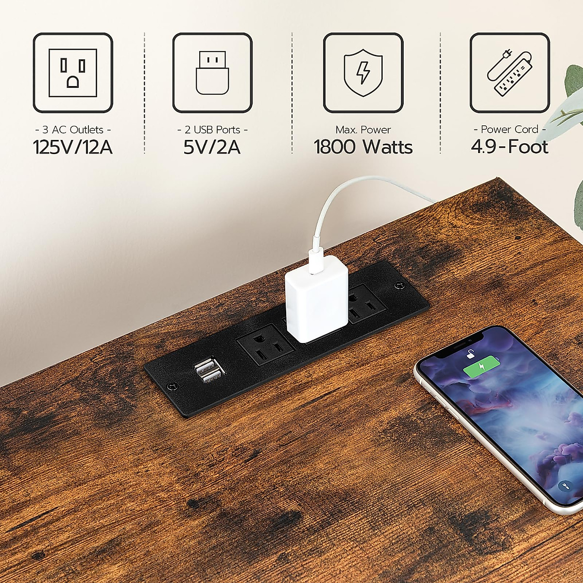 HOOBRO Fireplace TV Stand with Led Lights and Power Outlets, Wooden Media Entertainment Center Console Table with Glass Shelves, Fireplace TV Console for TVs up to 65", Rustic Brown BF140UDDS01