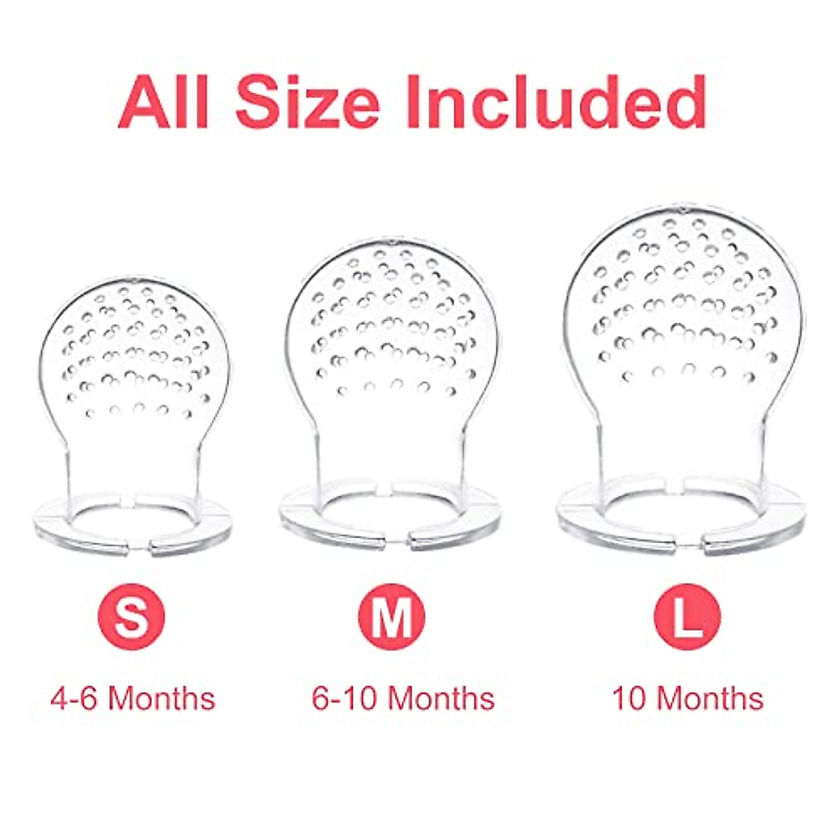 Food Feeder Baby Fruit Feeder Pacifier (3 Pcs) with 6 Different Sized Silicone Pacifiers 2 PCS Silicone Baby Food Dispensing Spoon 90ML with 2 Baby Spoons Pacifier Clip Infant Fruit Teething Toy-Pink