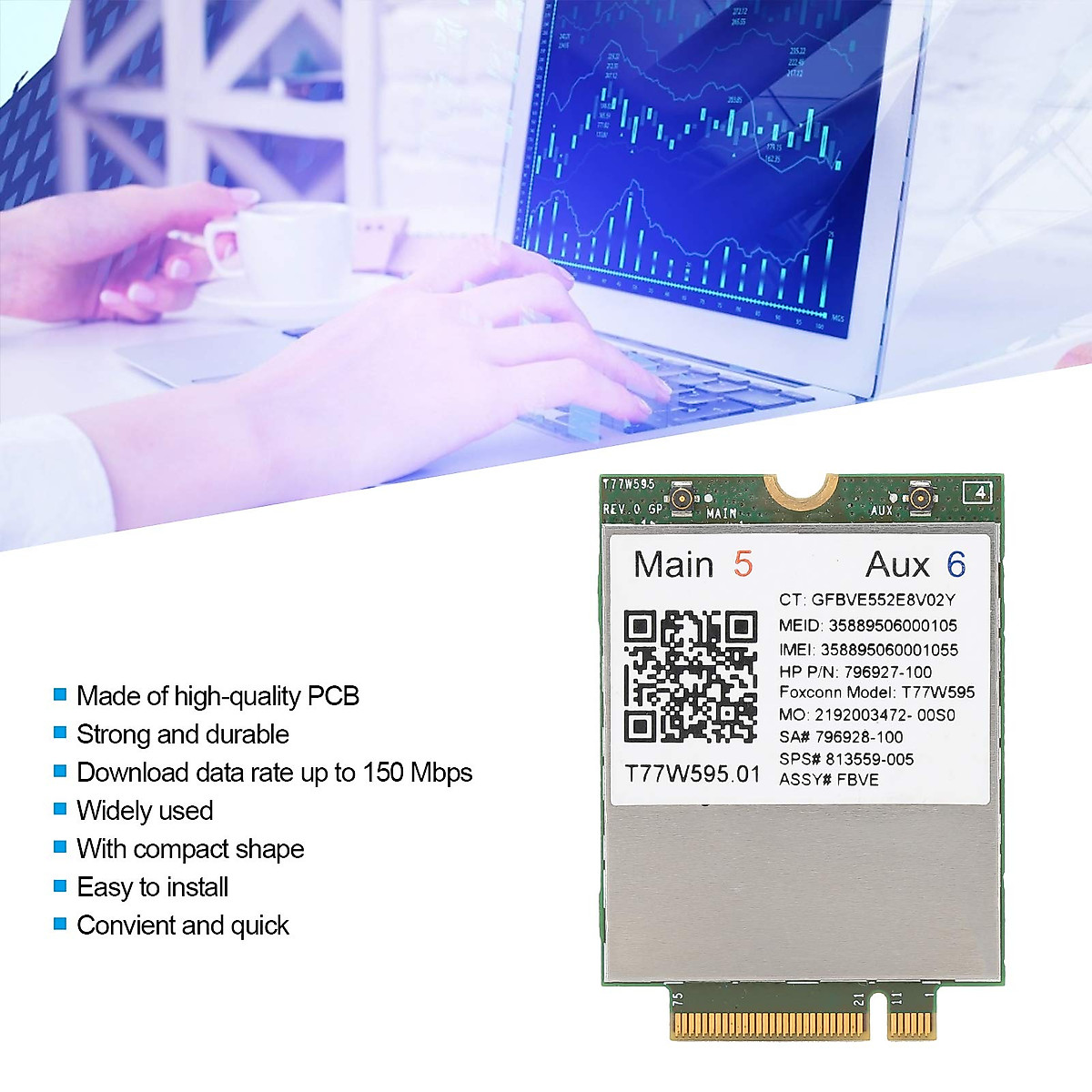 4G LTE Module, Network Card, Network Card, Card,Modulator-Demodulator for HP LT 4120 X5 4G LTE WWAN M.2 Modem Module