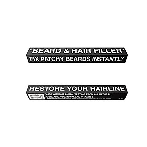 BEST Beard & Hair Filler Pen/Pencil & Brush - Instantly Fill Patches & Thin Areas for a Perfect Beard & Hairline - More Effective Than Hair Fiber - Waterproof - Vegan w/Vitamin E for Healthy Growth