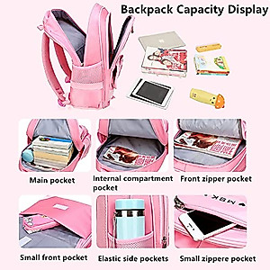 LANSHIYA 2Pcs Princess Bow Girls Backpack 2-Piece Elementary School Bag Kids School Travel Bag Set