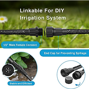 Flat Garden Soaker hose 50ft,Drip irrigation hose for garden beds,water hose with holes for flower beds,Saves 80% water.