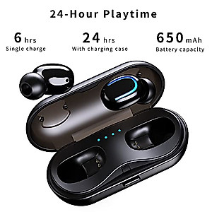 Mini Wireless Earbuds, Bluetooth 5.1 in Ear Light-Weight Headphones, IPX7 Waterproof Sport Stereo Earphone, Built in Mic Noise Cancelling Headset with Charging Case, for iPhone/Samsung/Galaxy