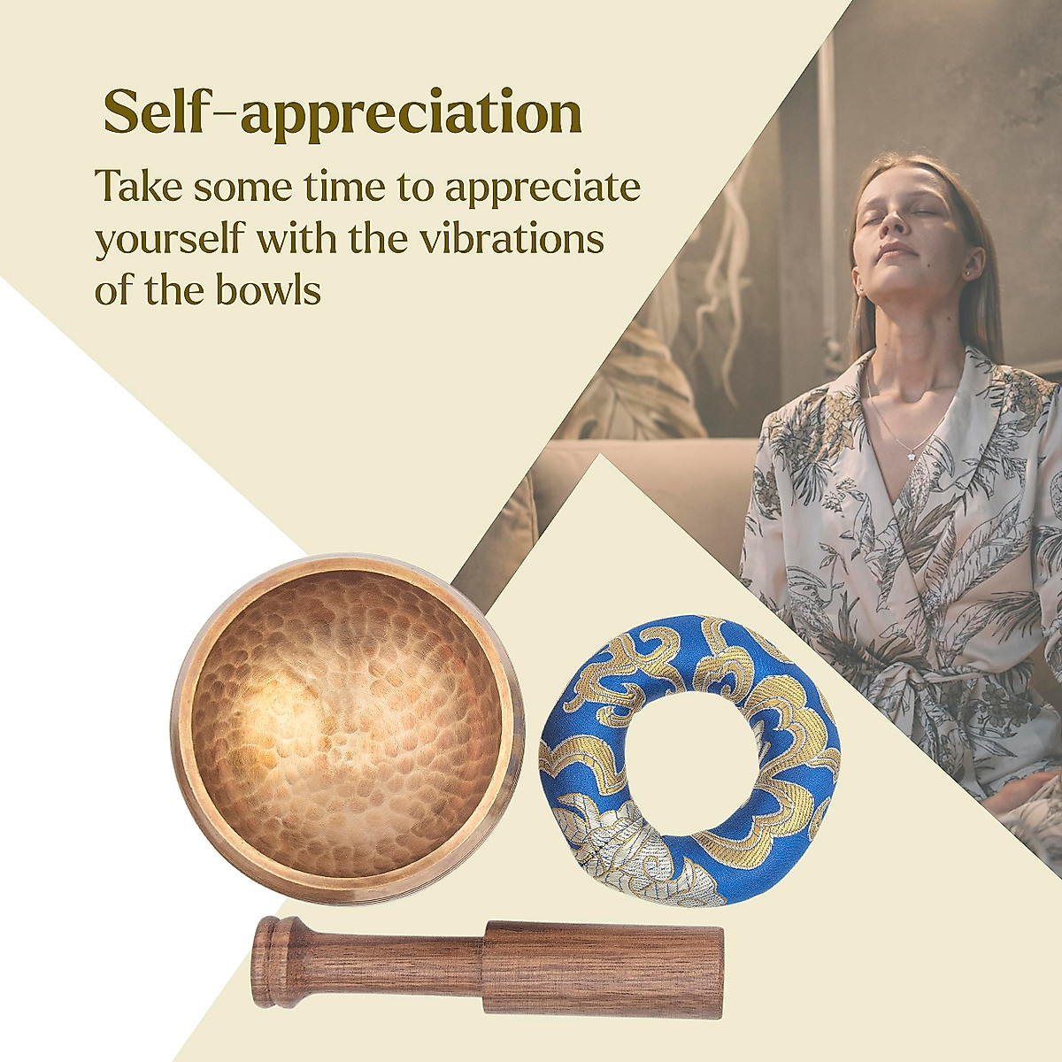 Tibetan Singing Bowl Set - 3.75” inches Sound Bowl Meditation Set - Meditation Bowl with Random Cushion and Mallet - Cuencos Tibetanos for Sound Bath and Healing