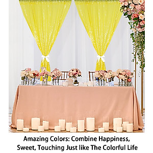 ShinyBeauty Sequin Curtains 2 Panels 2FTx7FT Yellow Sequin Backdrop Curtain Party Photography Background for Wedding Birthday Bridal Baby Shower