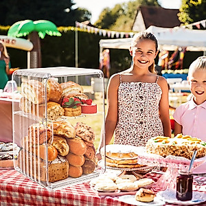 Ceinun Bread Box Food Grade Plastic Bread Box with Detachable Adjustable Divider Bread Storage and Organizer for Kitchen Clear White