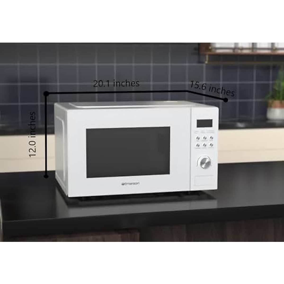 Emerson MW1101W Microwave Oven with Timer & LED Display 1000W, 10 Power Levels, 6 Pre-Programmed Settings, Removable Glass Turntable with Child Safe Lock, 1.1 Cu. Ft, White