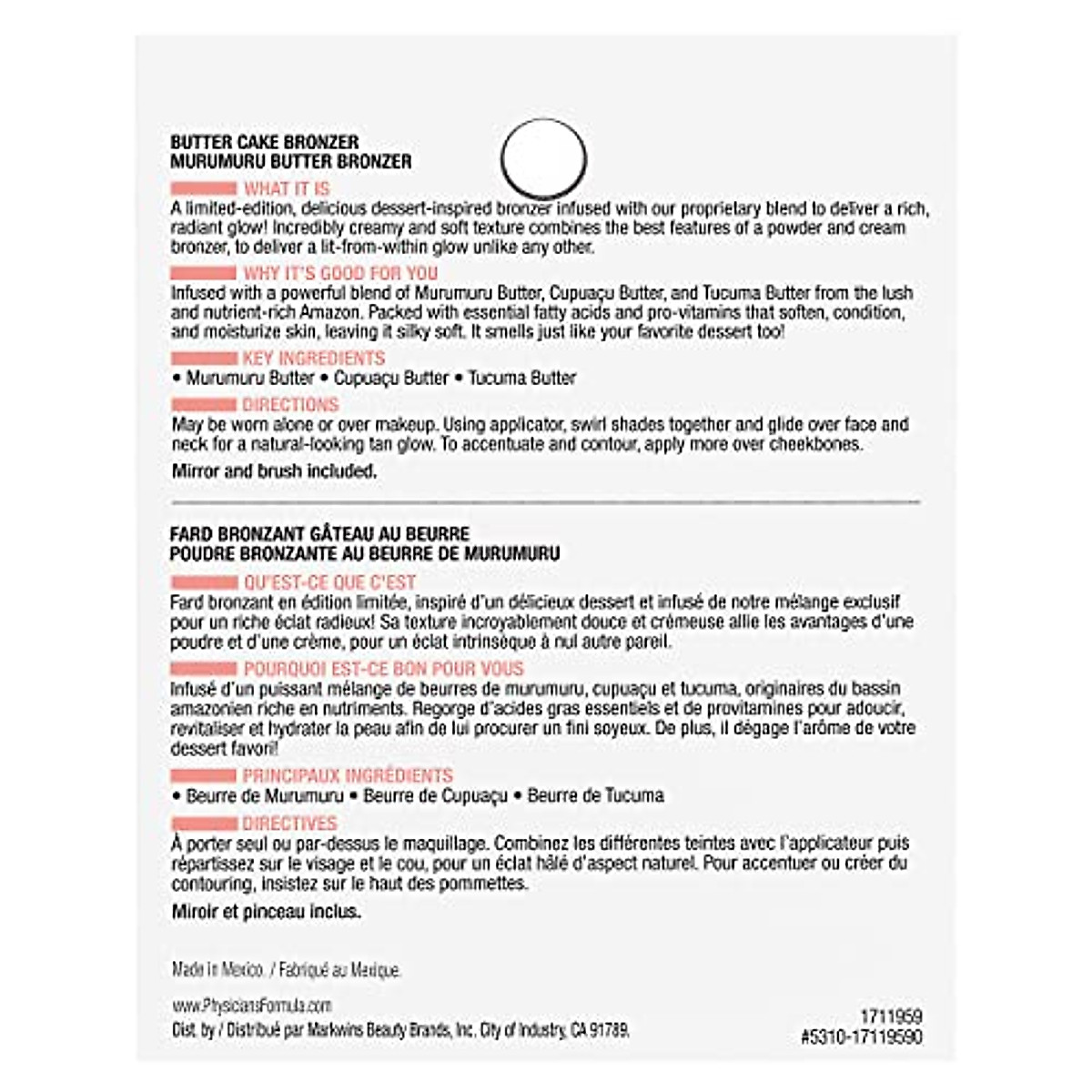 Physicians Formula Murumuru Butter Bronzer Face Makeup, Cheat Day Donut, Chocolate