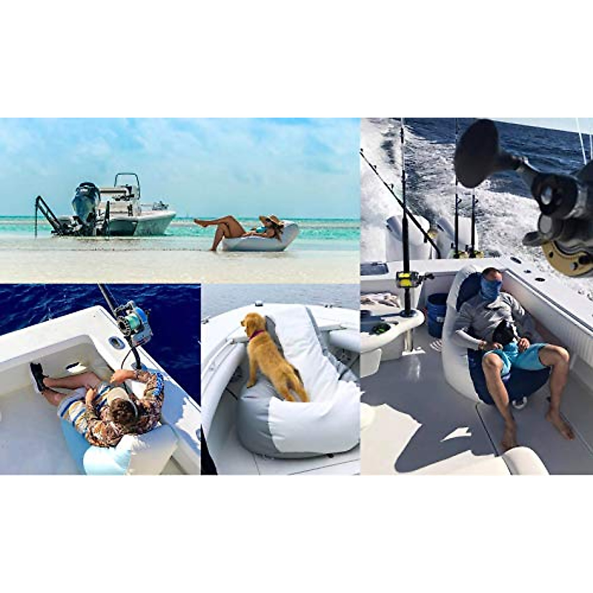 JoyBean Outdoor Bean Bag Chair - Water Resistant Marine Vinyl Ideal for Yacht Boat Pool Patio Garden Marine - Lawn Chair - Patio Furniture - for Adults Teens Kids (Medium, Carolina Blue)