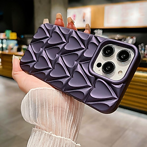 HYUEKOKO Compatible with iPhone 14 Pro Max Case Love Heart Pattern Soft TPU Shockproof Camera Protective Back Cover for Women Girl Cute Phone Case for iPhone 14 Pro Max 6.7 Inch Dark Purple