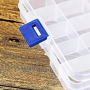 Magik 2-4 Pack Plastic Storage Case Box Jewelry Earring DIY Making Tool Containers 10 Grids Removable Dividers (2 Pack, 10 Grid Orange)