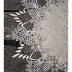 Lace Doily Neutral Earth Tones Table Topper Scarf Place Mat Round Doily (15 inch Round)