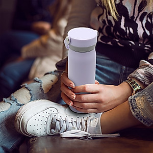 BUILT Cascade Double Wall Vacuum Insulated Stainless Steel Wide Mouth Water Bottle with Comfort Grip and Carry Handle Lid, 20 ounces, Lavendar