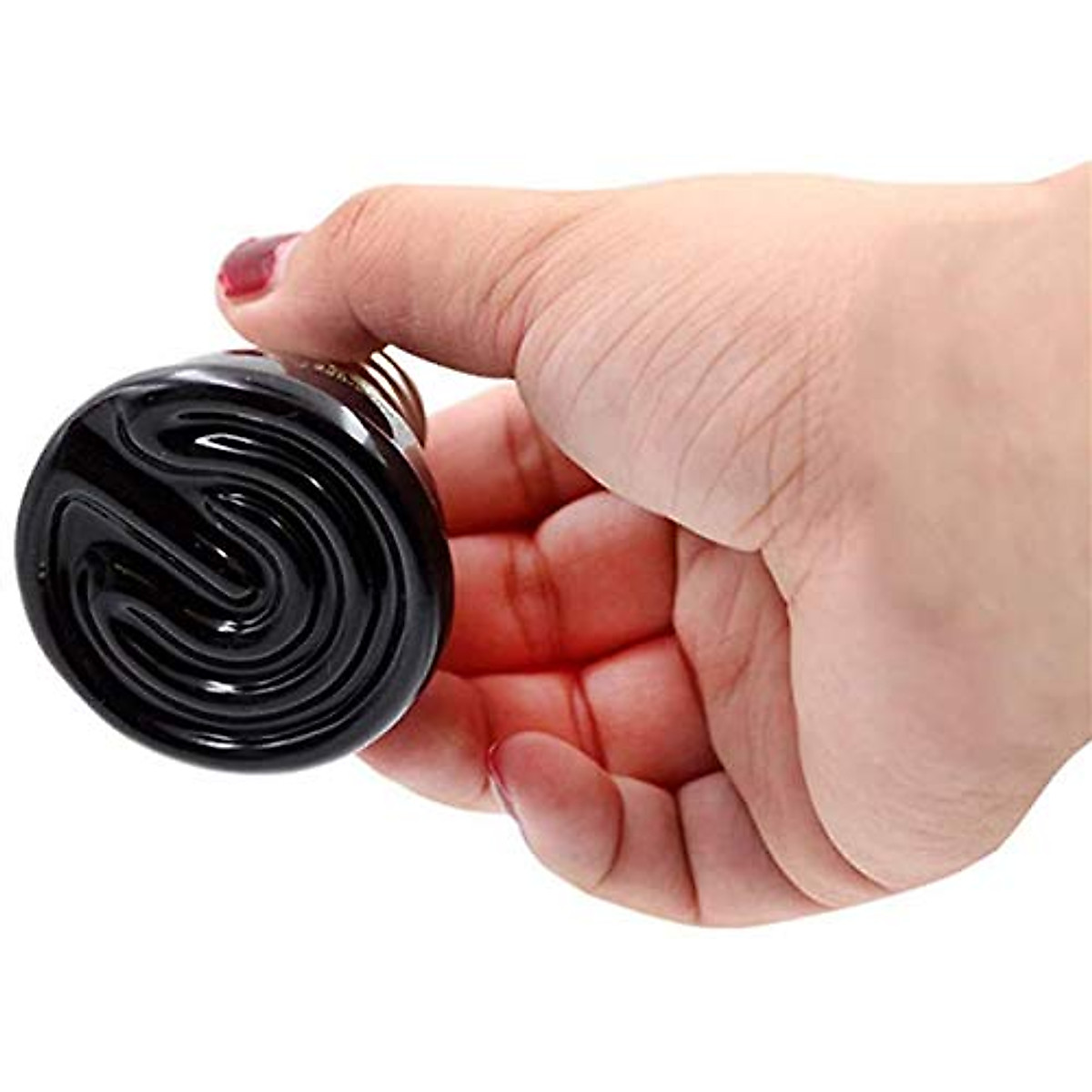 KIMROO 75W Mini Reptile Heat Lamp Bulb(2 Pack) E26/E27 Base,AC110V,Pet Infrared Ceramic Heat Emitter, or Reptile Like Lizard,Tortoise,Brooder Coop, Aquarium,Snake,No Light,Black (75W)