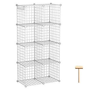 C&AHOME Wire Cube Storage, 8-Cube Organizer Metal C Grids Storage, Storage Bins Shelving, Modular Shelves, DIY Closet Cabinet Ideal for Living Room, Home, Office 24.8" L x 12.4" W x 48.4" H White