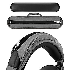 Geekria Medium Hook and Loop Headband Cover + Headband Pad Set/Headband Protector with Zipper/DIY Installation No Tool Needed, Compatible with ATH Bose B JBL Hyperx Sony Headphones (Grey)