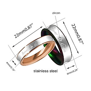 Uloveido Woman 4mm 2-Tones Forever Love Ring Rose Gold Stainless, Matching Wedding Band Engagement Ring for Her (Women, size 11)