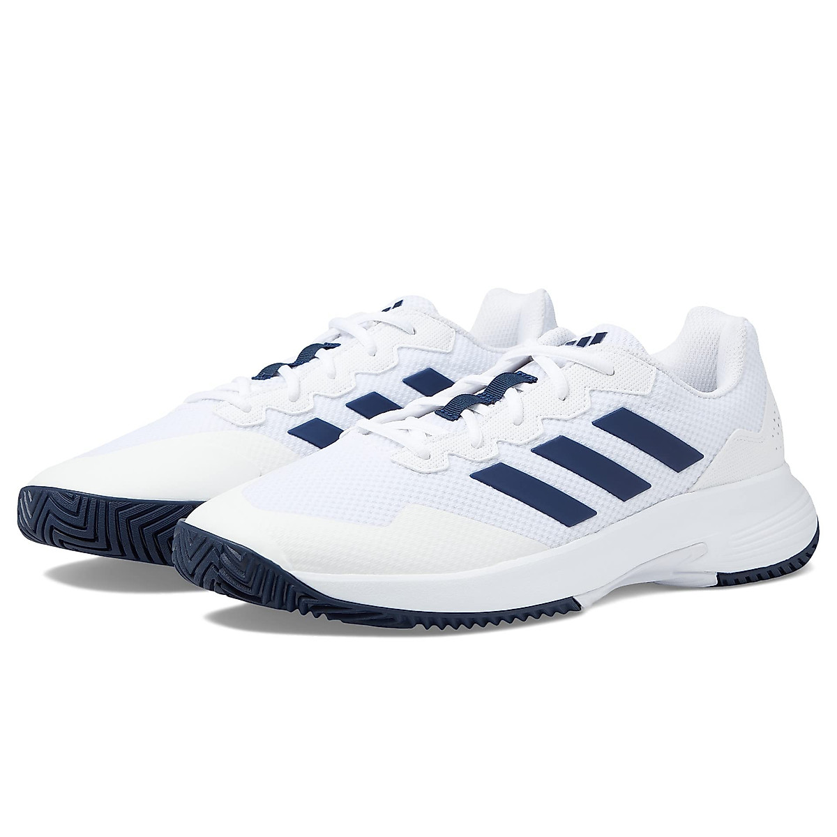 adidas Men's GameCourt 2 Tennis Shoe, White/Team Navy Blue/White, 9